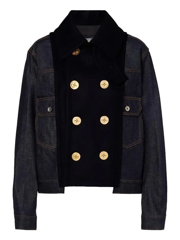 Sacai Paneled Denim Jacket - Blue