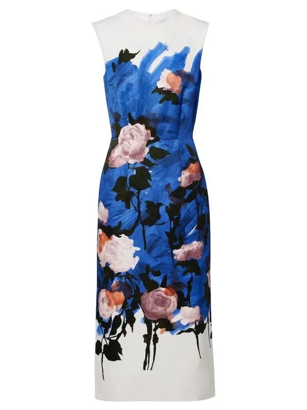 Erdem Floral Cotton-blend Midi Dress - Blue