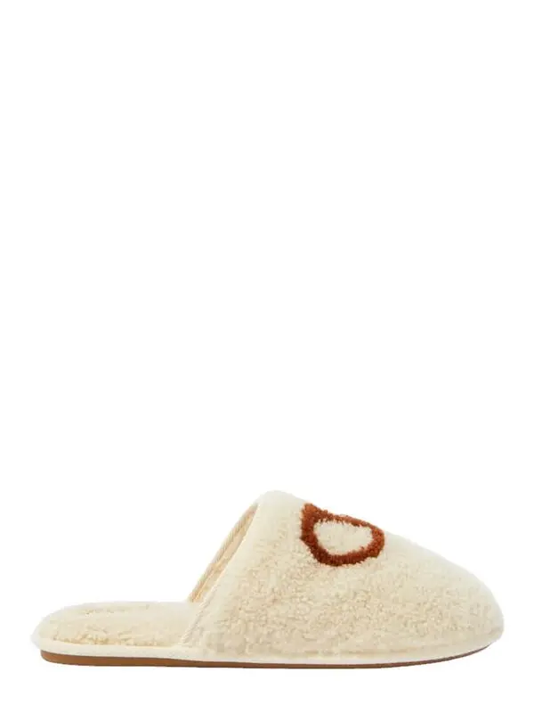 Valentino Garavani Vlogo Shearling Slippers - Beige