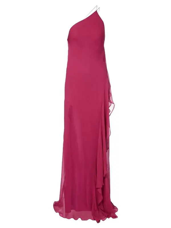 THE SEI One-shoulder Ruffled Silk Gown - Pink