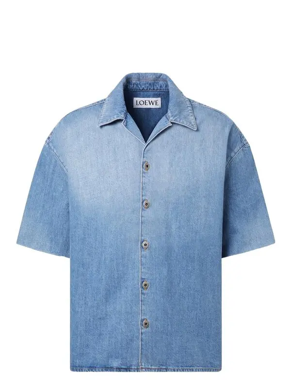 Loewe Anagram Denim Bowling Shirt - Blue