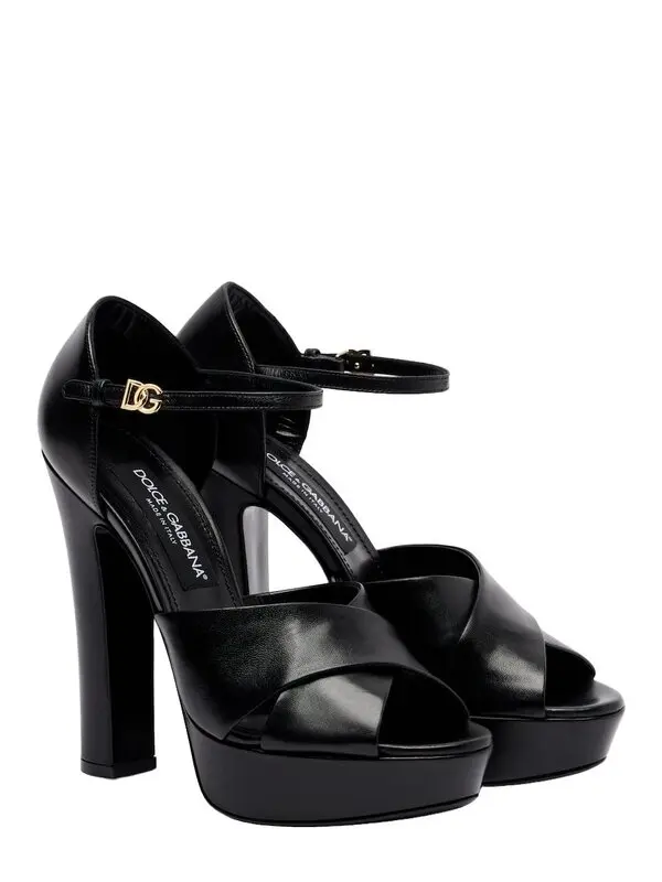 Dolce & Gabbana Leather Platform Sandals - Black