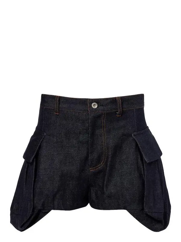 Sacai High-rise Denim Shorts - Blue