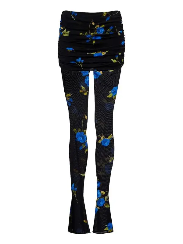 Blumarine Floral Jersey Leggings - Black