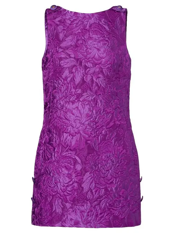 Dolce & Gabbana Floral Brocade Minidress - Purple