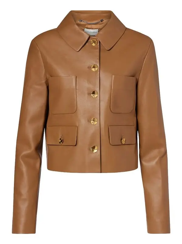 Altuzarra Astley Cropped Leather Jacket - Brown