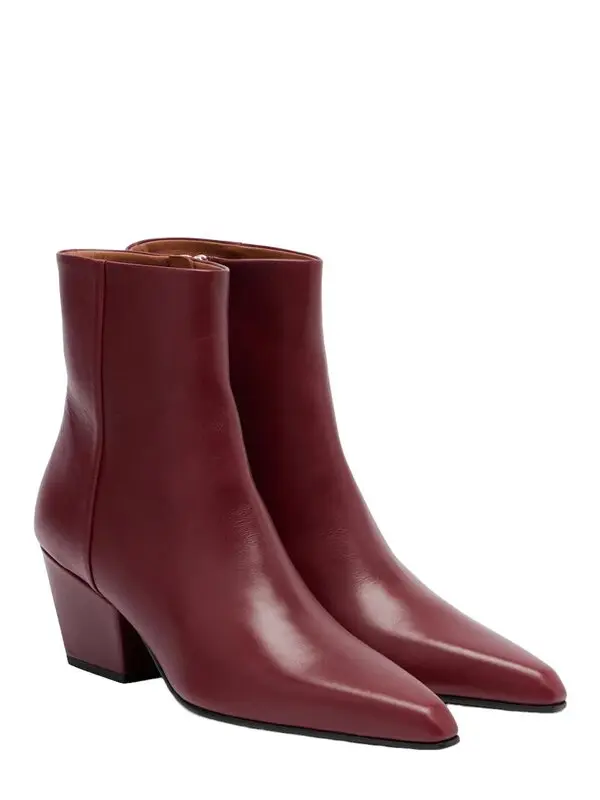 Paris Texas Jane Leather Ankle Boots - Burgundy