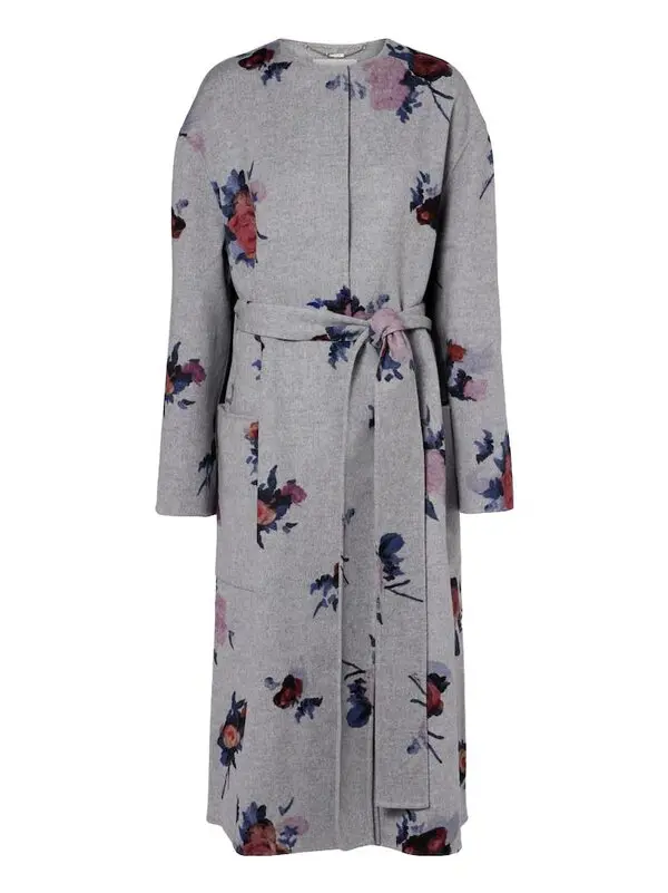 Erdem Floral Wool Coat - Grey