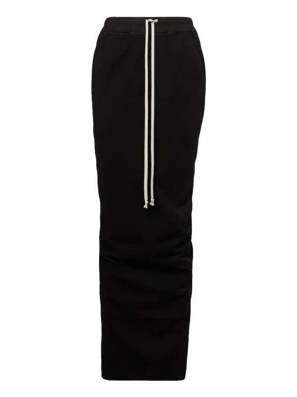 Rick Owens Pillar Cotton Jersey Maxi Skirt - Black