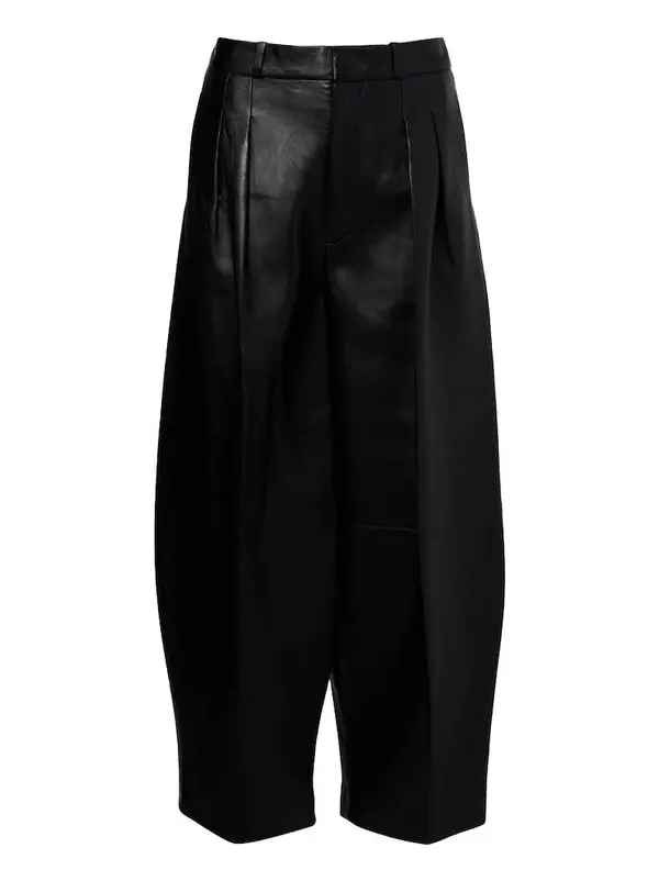 Altuzarra Dash Leather Barrel-leg Pants - Black