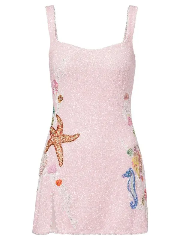 CLIO PEPPIATT Marina Embellished Minidress - Pink