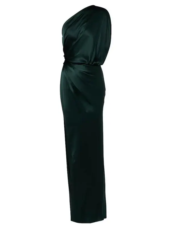 THE SEI Draped Silk Satin Gown - Green