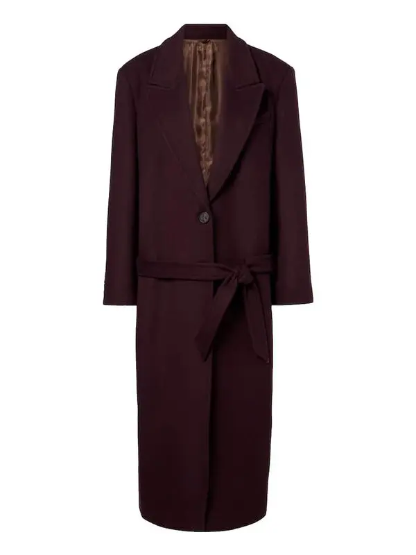 Attico Wool-blend Twill Coat - Burgundy