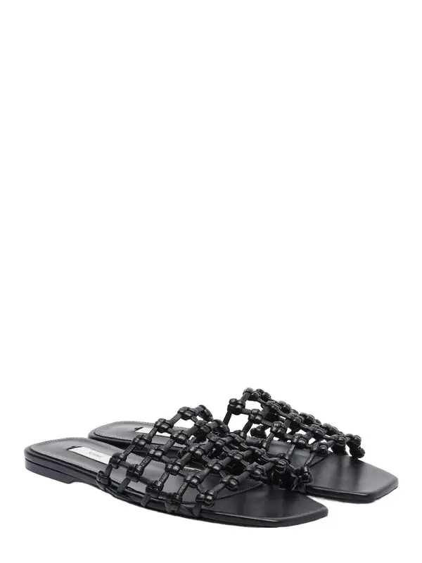 TOTEME Woven Leather Slides - Black