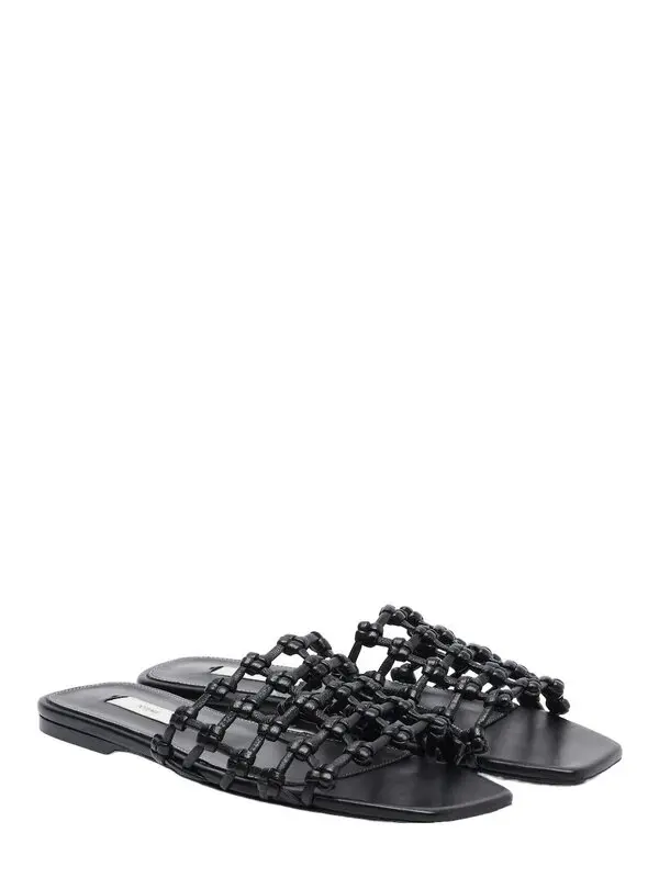 TOTEME Woven Leather Slides - Black