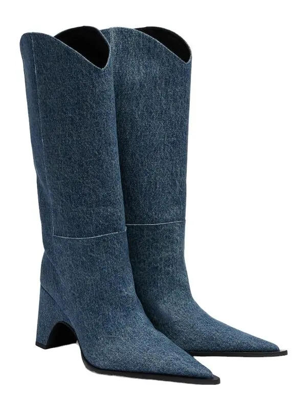 Coperni Bridge Denim Cowboy Boots - Blue