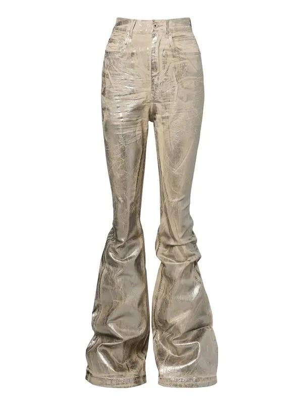 Rick Owens Bolan Coated High-rise Bootcut Jeans - Beige