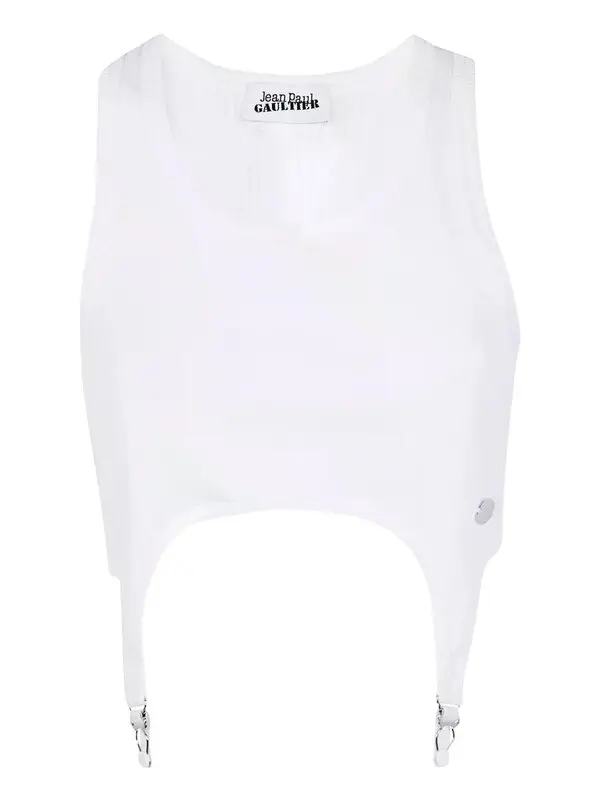 Jean Paul Gaultier Ribbed-knit Garter Tank Top - White