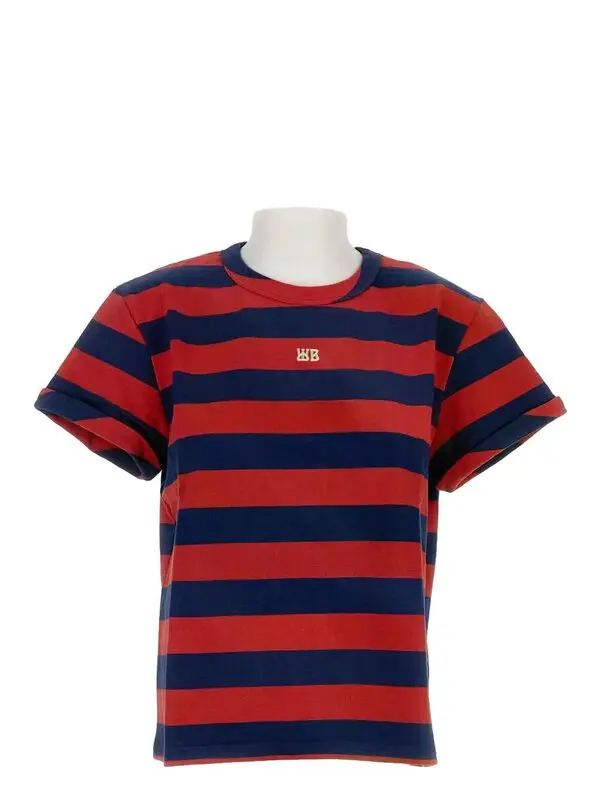 WALES BONNER Striped Cotton T-shirt - Blue