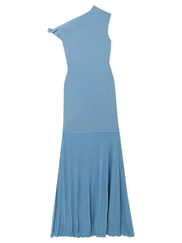 Sir The Label Twist Off-the-shoulder Knitted Maxi Dress - Blue
