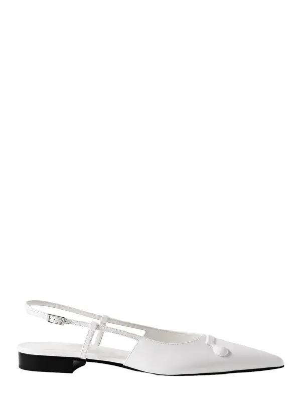 Marni Trunkaroo Embellished Leather Slingback Flats - White