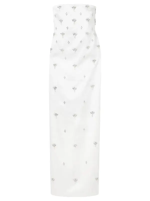 Retrofete Elise Strapless Embellished Gown - White