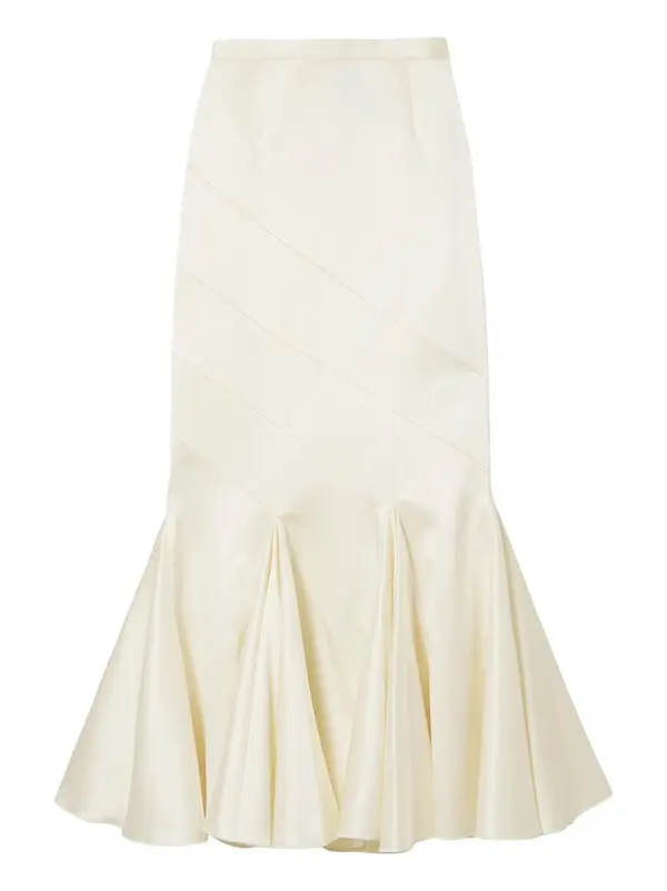 VIOLANTE NESSI Gentileschi Pleated Paneled Satin Maxi Skirt - Cream