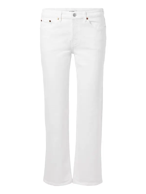 RE/DONE Slim Straight Crop Mid-rise Jeans - White