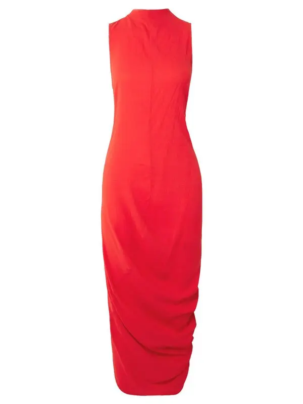 Jacquemus The J Asymmetric Draped Crepe Dress - Red