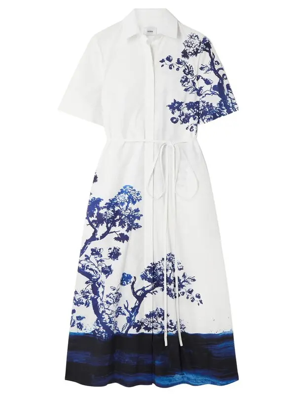 Erdem Printed Organic Cotton-poplin Shirt Dress - White