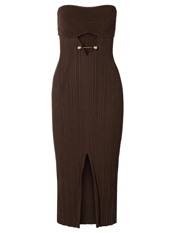 Cult Gaia Christy Strapless Embellished Midi Dress - Brown