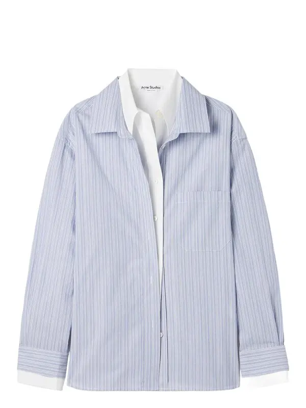 Acne Studios Layered Striped Organic Cotton-poplin Shirt - Blue