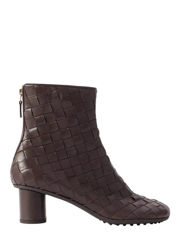 Bottega Veneta Atomic Intrecciato Leather Ankle Boots - Brown