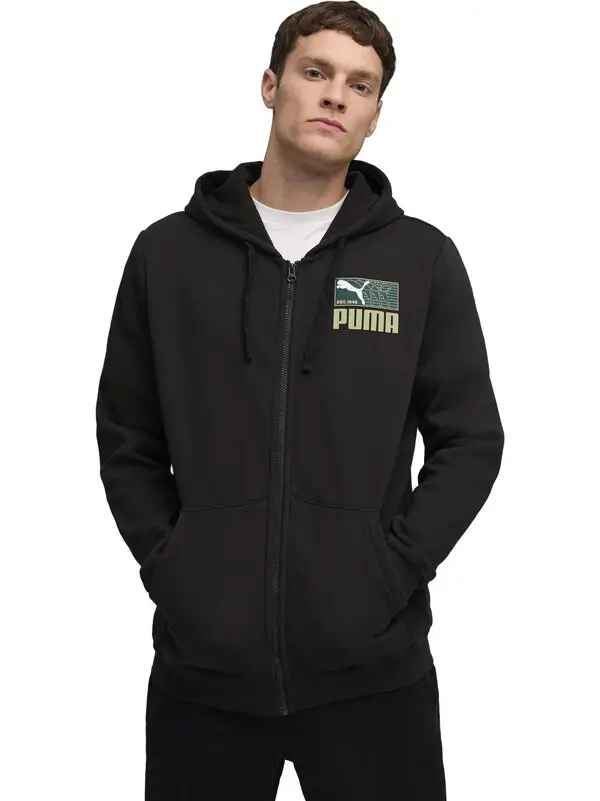 PUMA House Of Graphics Zip-up Fleece Hoodie - Black