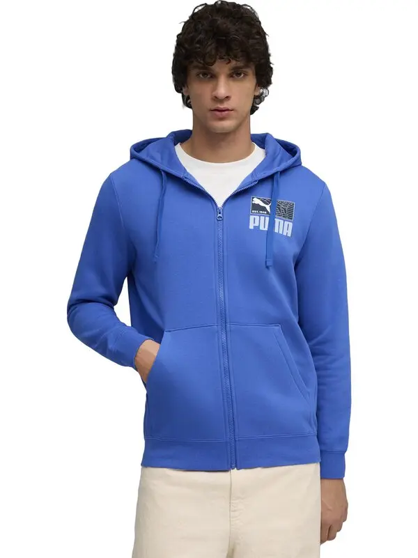 PUMA House Of Graphics Zip-up Fleece Hoodie - Blue