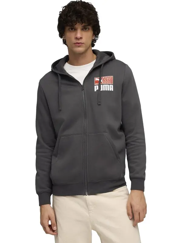 PUMA House Of Graphics Zip-up Fleece Hoodie - Gray