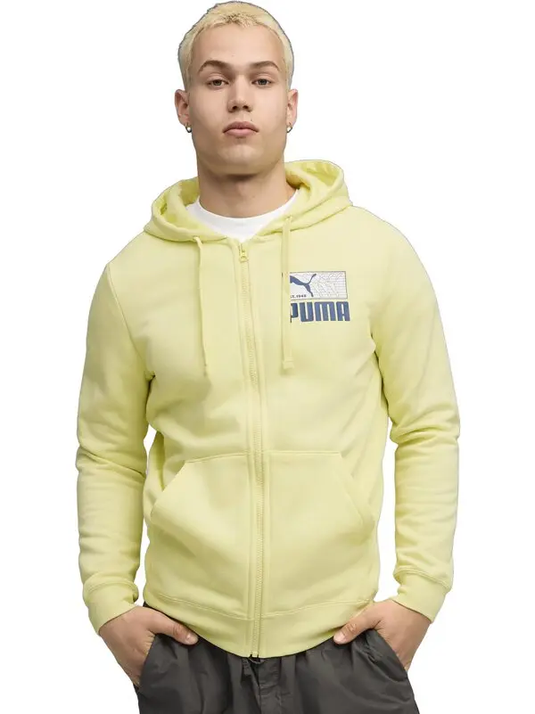 PUMA House Of Graphics Zip-up Fleece Hoodie - Yellow