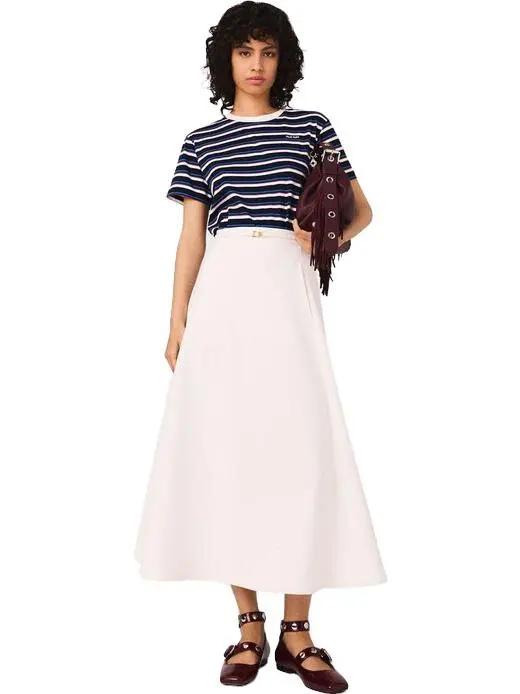 Maje Flared Crepe Skirt - White