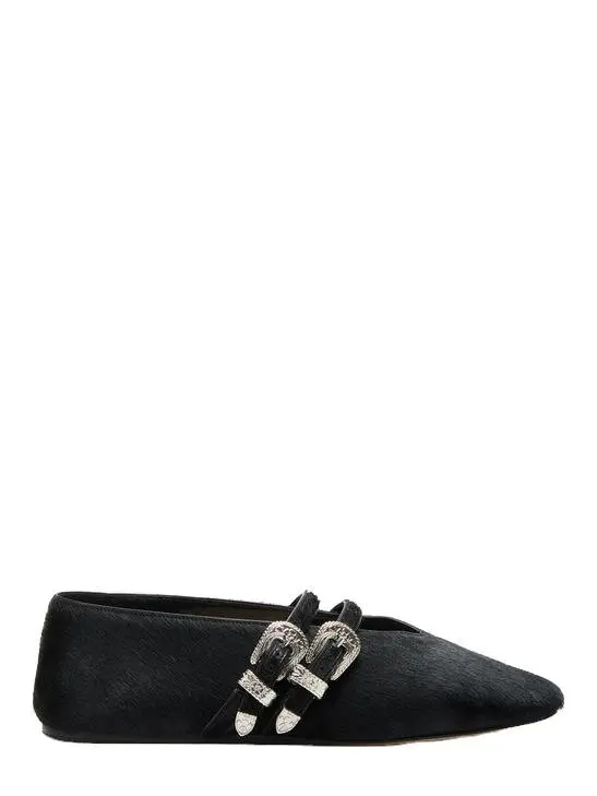 Le Monde Beryl Classic Claudia Calf Hair Slippers - Black