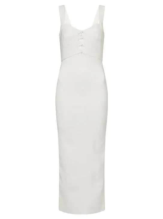 Herve Leger Alessia Cut-out Stretch-knitted Midi Gown - Alabaster