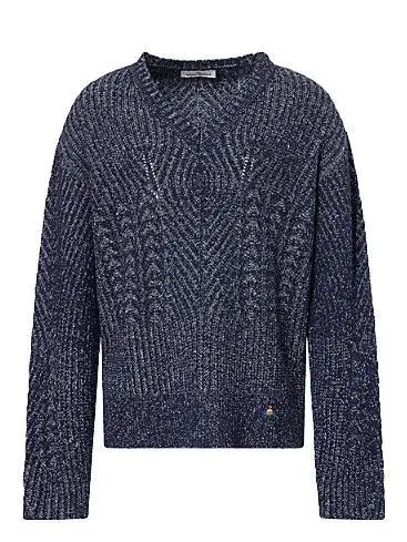VIVIENNE WESTWOOD V-neck Cotton-wool Blend Jumper - Navy