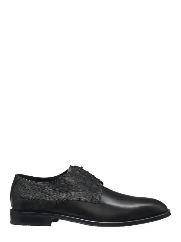 Hugo Boss Textured Leather Derby Shoes - Black