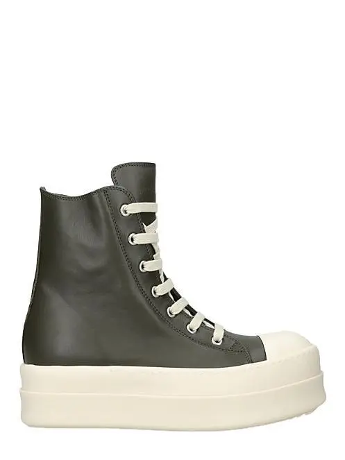 Rick Owens Ramone Bumper High Leather Trainers - Grey/d.cmb