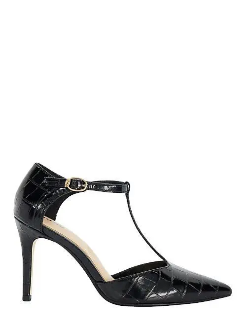 DUNE Crocodile-embossed Faux-leather Courts - Black Synthetic Croc