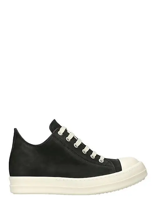 Rick Owens Low Lace-up Leather Trainers - Blk/white
