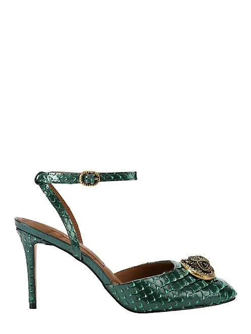 Kurt Geiger Chelsea Snakeskin-embossed Leather Courts - Green