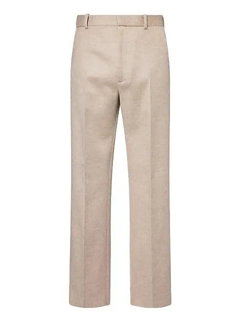 Bottega Veneta Tailored Straight-leg Wool-cashmere Blend Trousers - Sandshell Melange