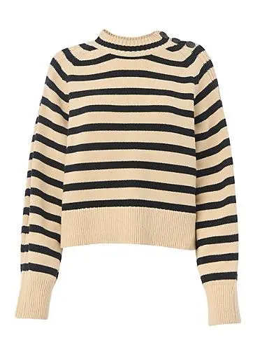 Whistles Striped Cotton-knit Jumper - Cream