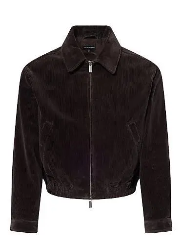 Emporio Armani Classic-collar Corduroy Bomber Jacket - Meteorite