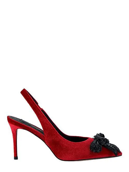 Kurt Geiger Belgravia Bow Velvet Slingback Courts - Red